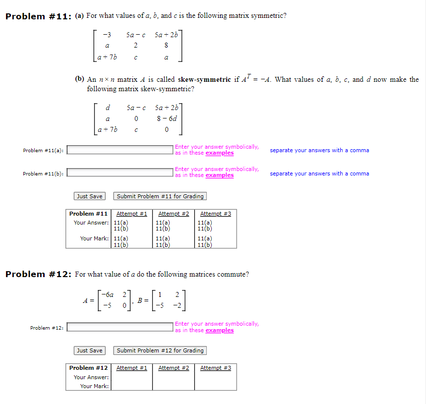 Solved Problem \# 11: (a) For what values of a,b, and c is | Chegg.com