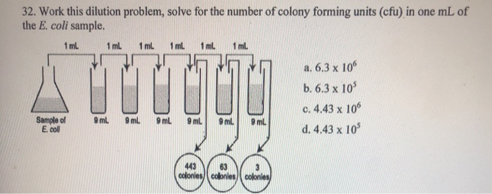 Solved 32. Work this dilution problem, solve for the number | Chegg.com