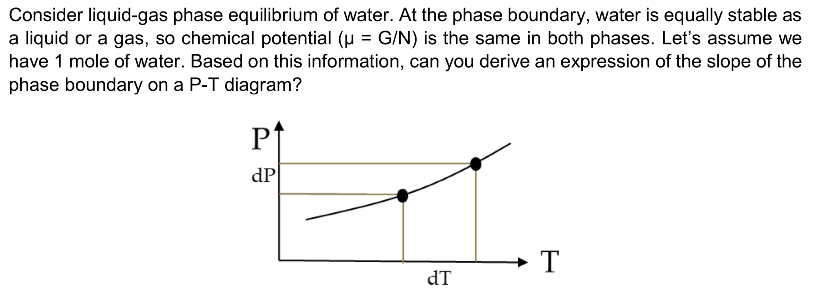 Solved Consider liquid-gas phase equilibrium of water. At | Chegg.com