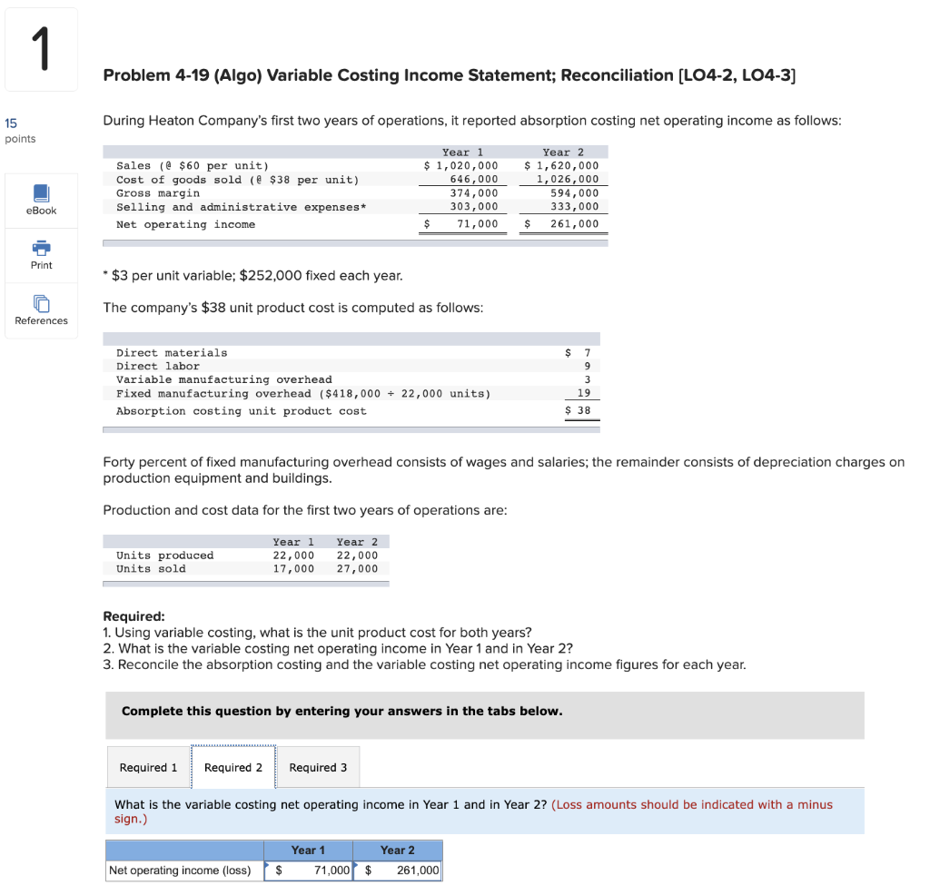 Solved Problem 4 19 Algo Variable Costing Income 