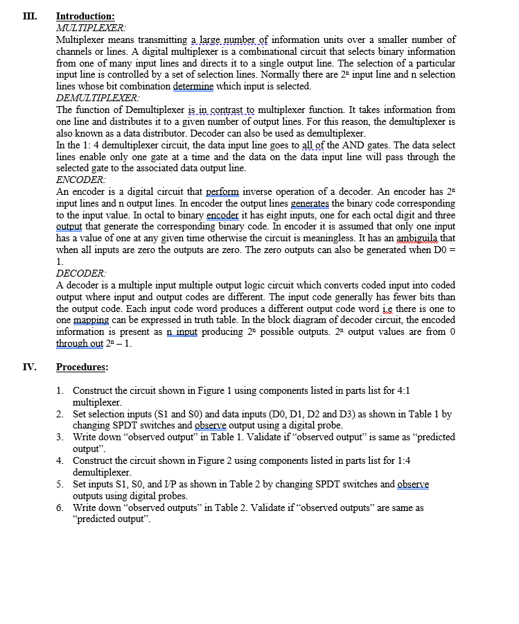III. Introduction: MULTIPLEXER: Multiplexer means | Chegg.com