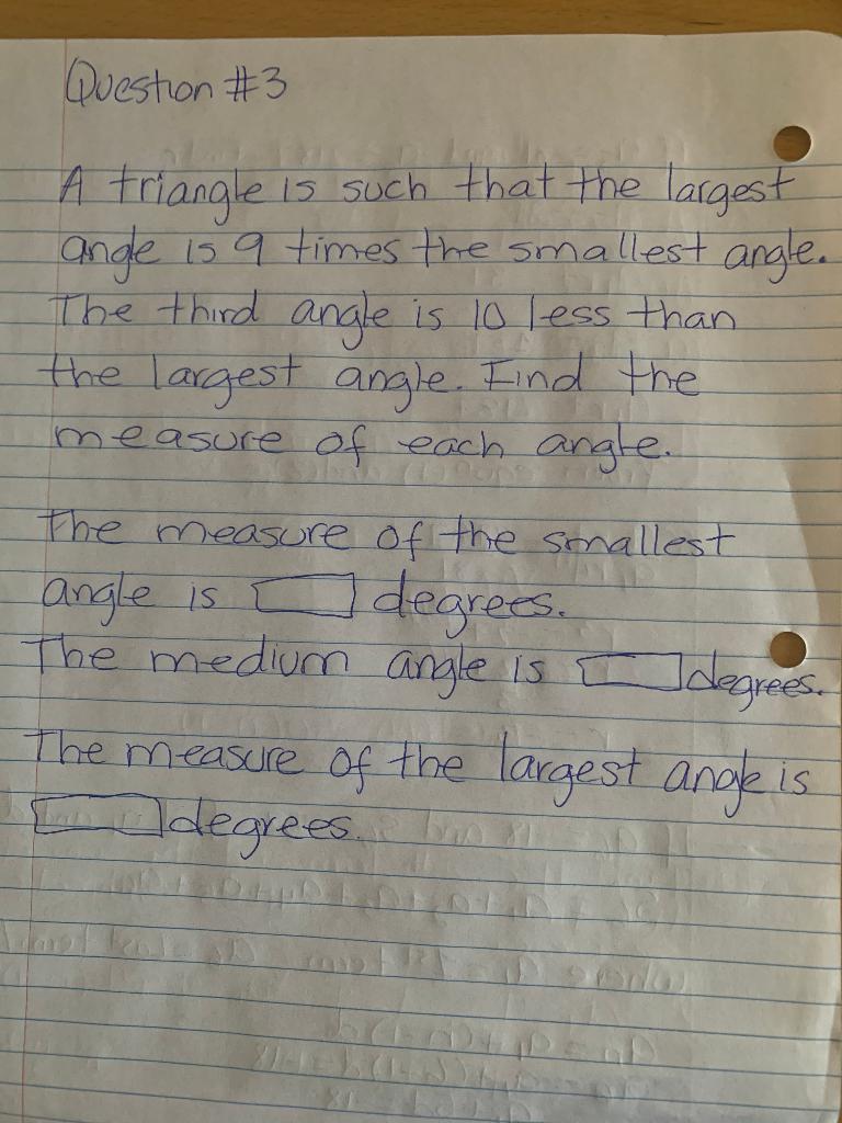 Solved Question #3 A triangle 15 such that the largest angle | Chegg.com