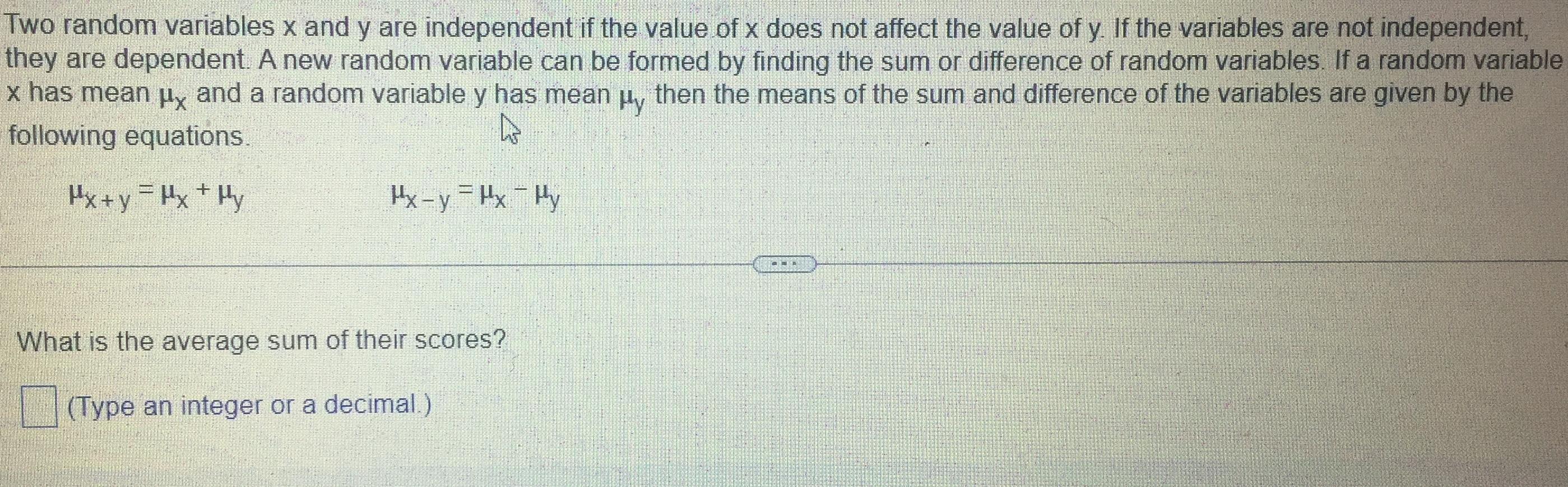 Two random variables x and y are independent if the | Chegg.com