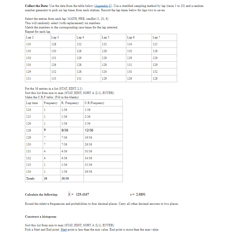 Solved Collect the Data: Use the data from the table below | Chegg.com