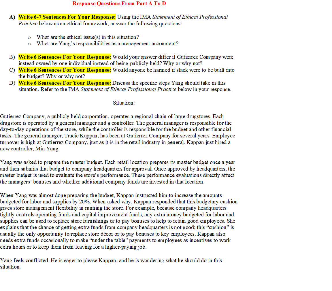 Solved Response Questions From Part A TOD A) Write 6-7 | Chegg.com