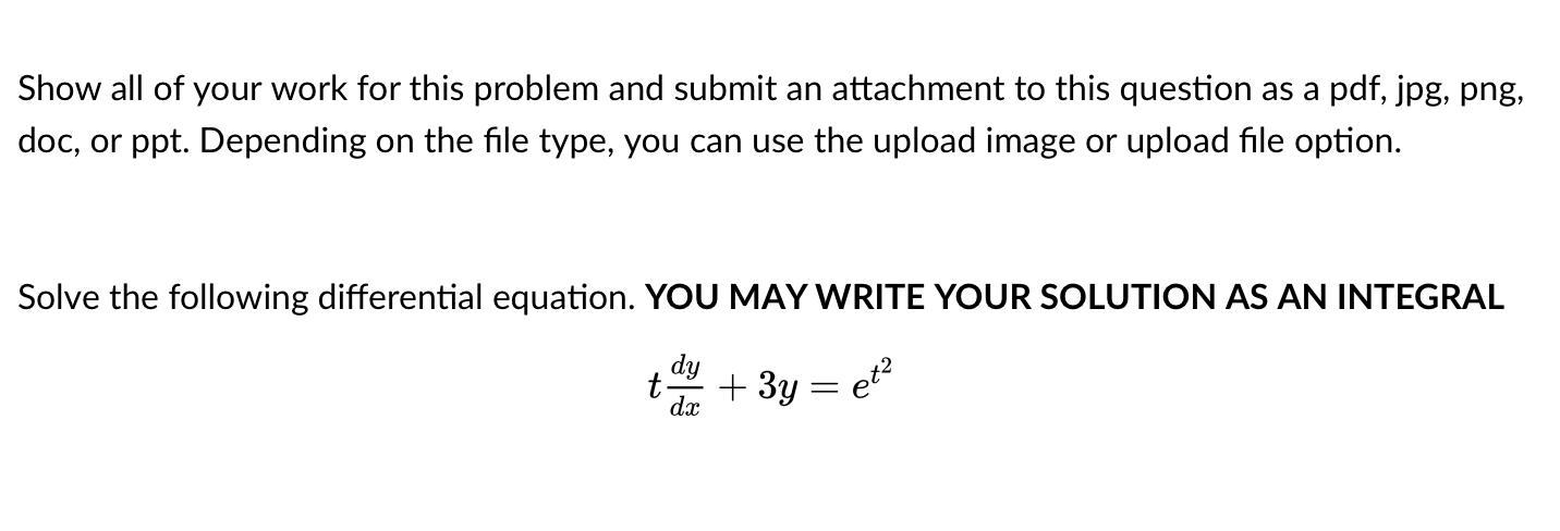 Solved Show all of your work for this problem and submit an | Chegg.com