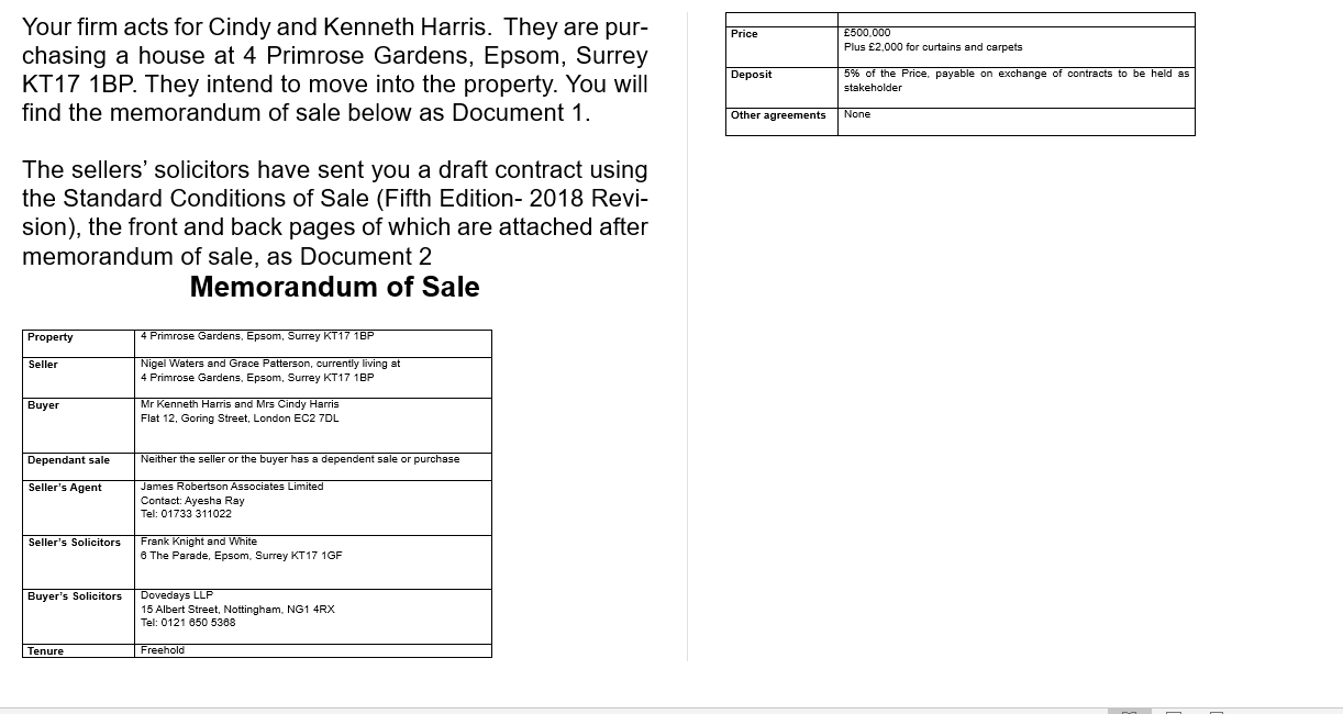 Your firm acts for Cindy and Kenneth Harris. They are | Chegg.com