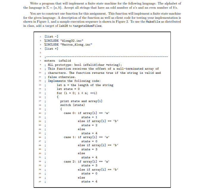 Solved Write a program that will implement a finite state | Chegg.com