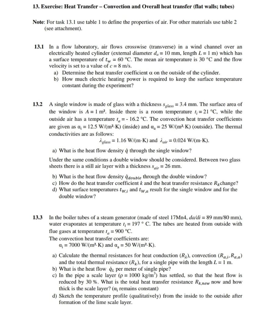 Solved 13. Exercise: Heat Transfer - Convection and Overall | Chegg.com