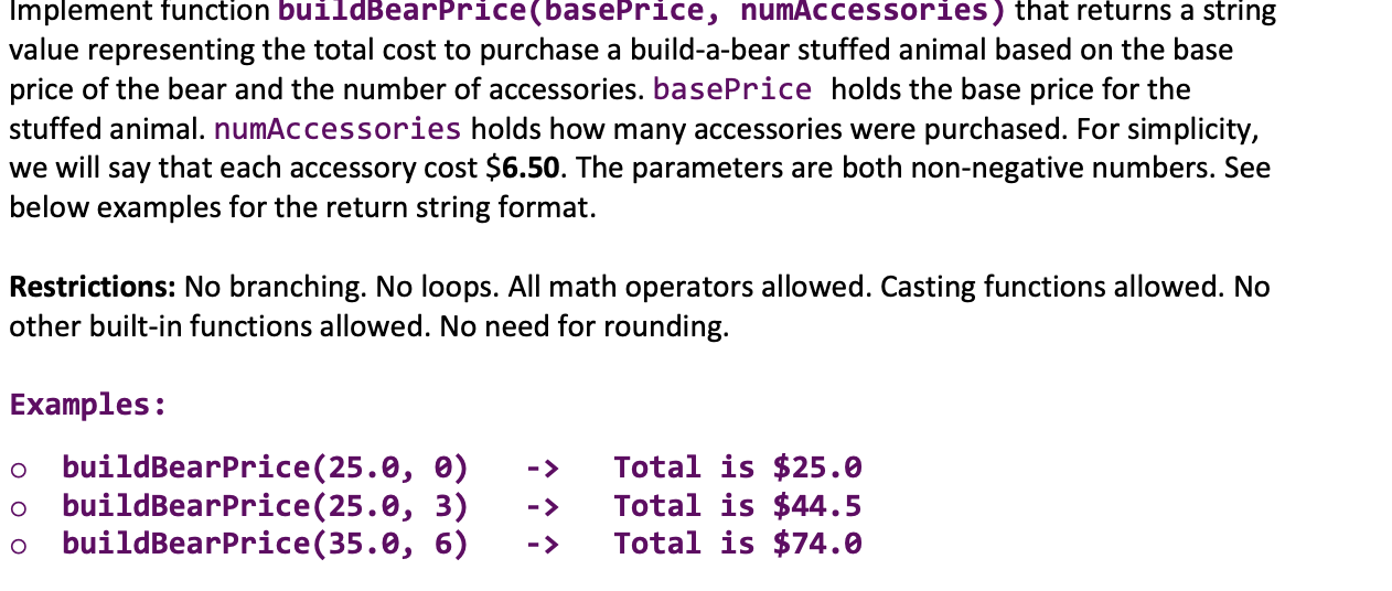 Solved value representing the total cost to purchase a | Chegg.com