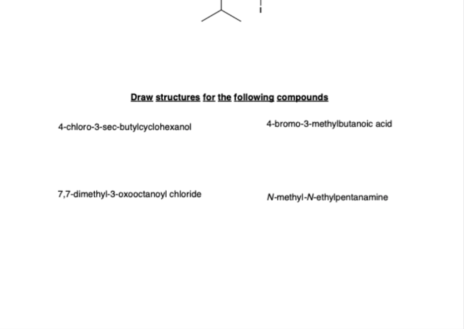 Solved Draw structures for the following compounds | Chegg.com