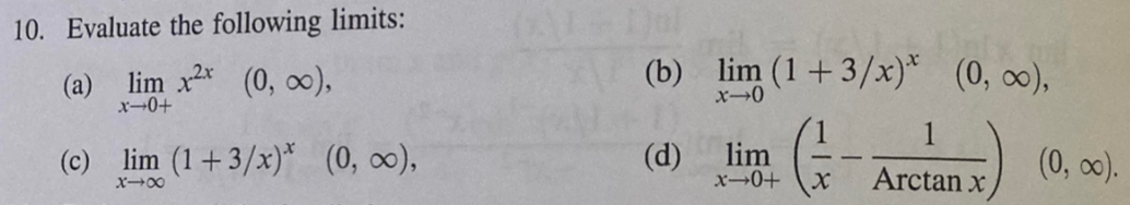 Solved 10. Evaluate the following limits: (a) | Chegg.com
