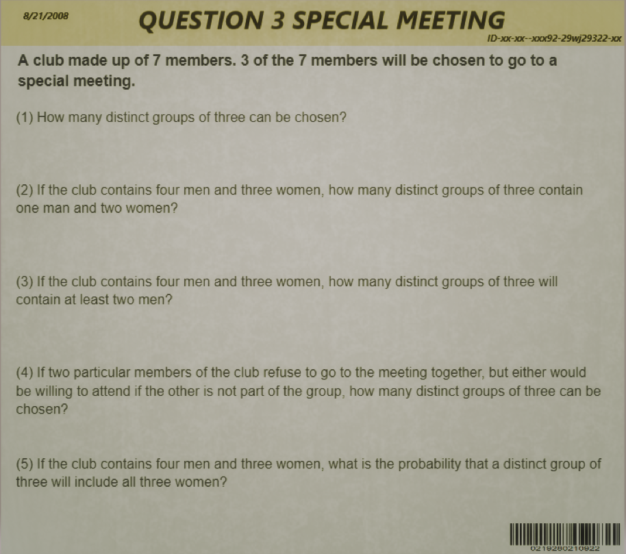 Solved 8/21/2008 QUESTION 3 SPECIAL MEETING | Chegg.com