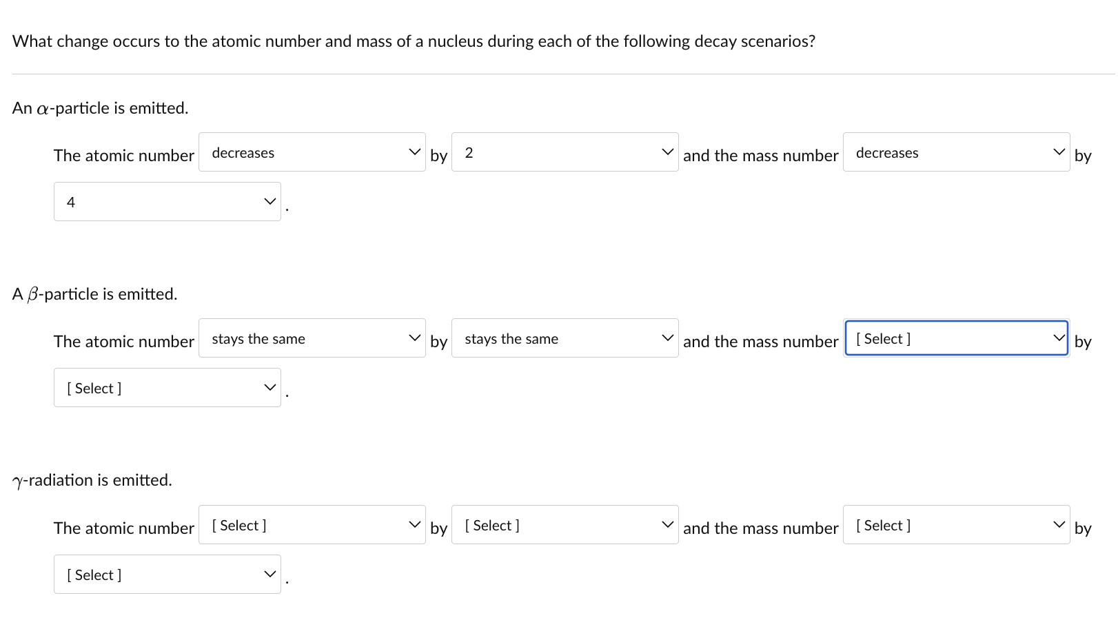 Solved What change occurs to the atomic number and mass of a | Chegg.com