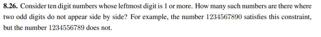 Solved 8.26. Consider ten digit numbers whose leftmost digit | Chegg.com