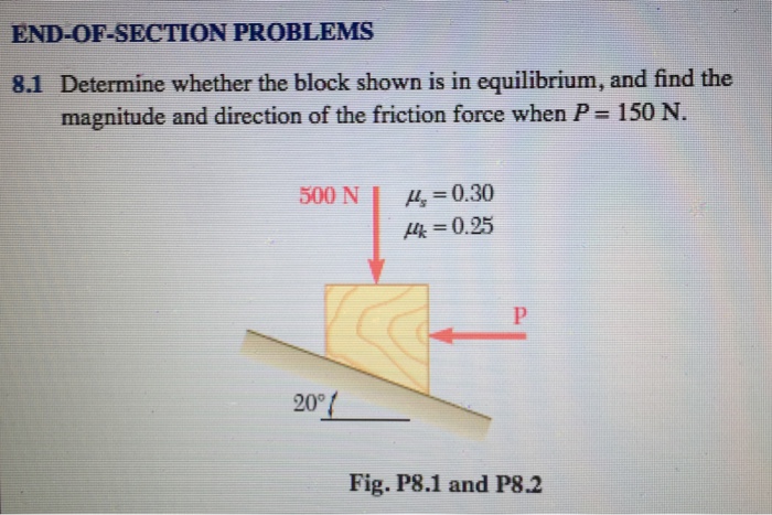 Solved END-OF-SECTION PROBLEMS Determine whether the block | Chegg.com