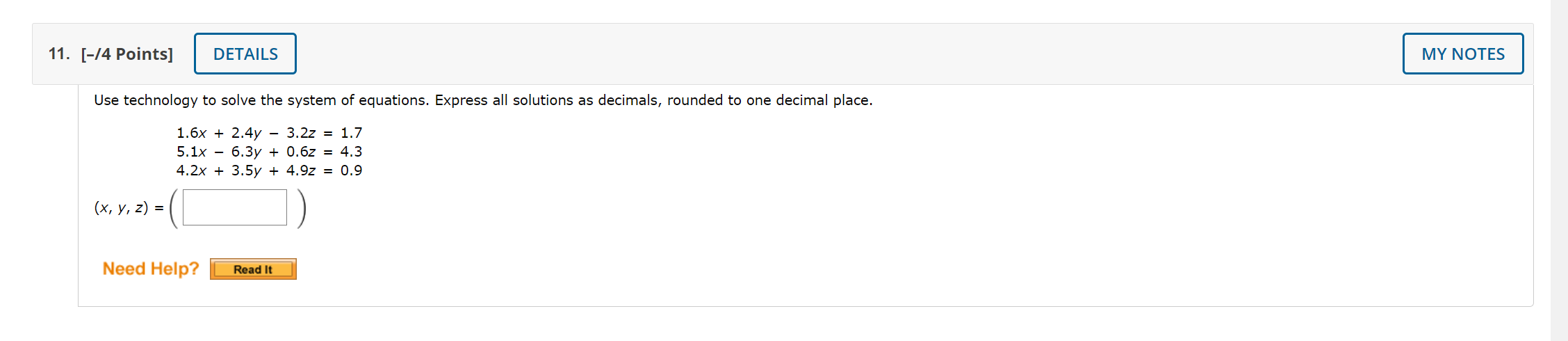 Solved Use technology to solve the system of equations. | Chegg.com