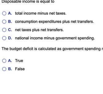 Solved Disposable income is equal to A. total income minus | Chegg.com