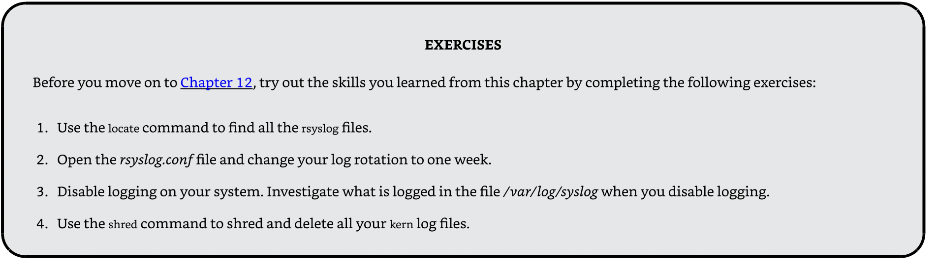 Solved EXERCISES Before you move on to Chapter 12, try out | Chegg.com