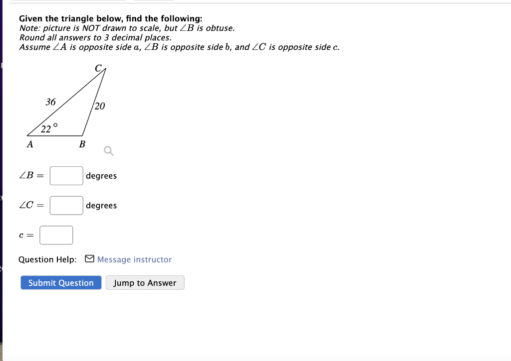 Solved Given the triangle below, find the following: Note: | Chegg.com