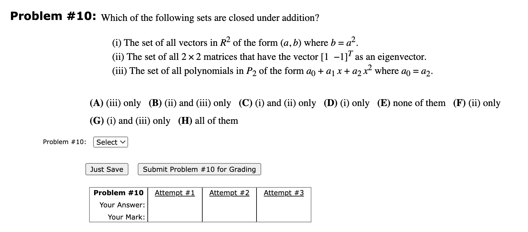 Solved Problem \# 10: Which of the following sets are closed | Chegg.com
