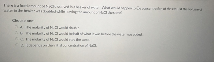 Solved There is a fixed amount of NaCI dissolved water in | Chegg.com
