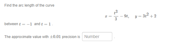 Solved Find the arc length of the curve x=3t3−9t,y=3t2+2 | Chegg.com