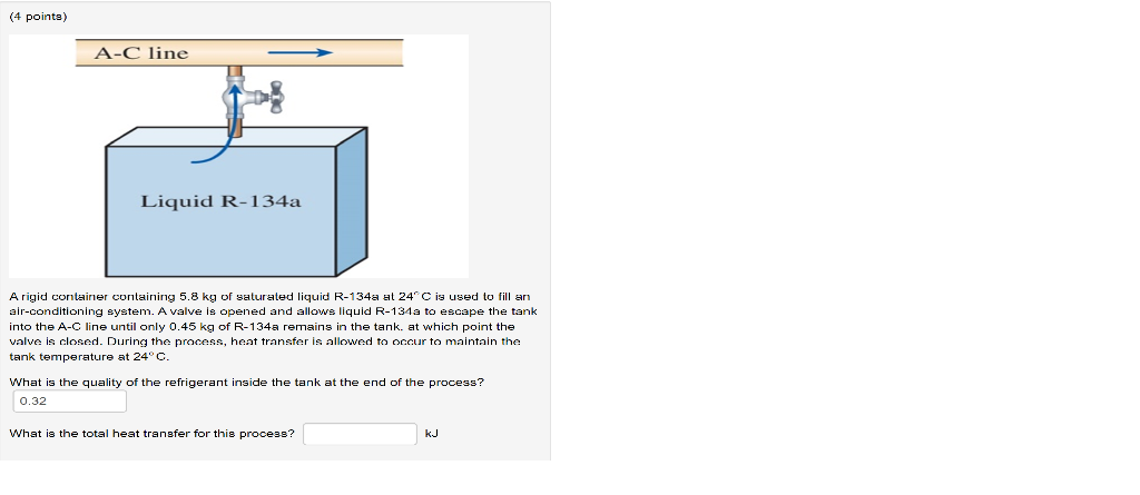 Solved (4 points) A-C line Liquid R-134a A rigid container | Chegg.com