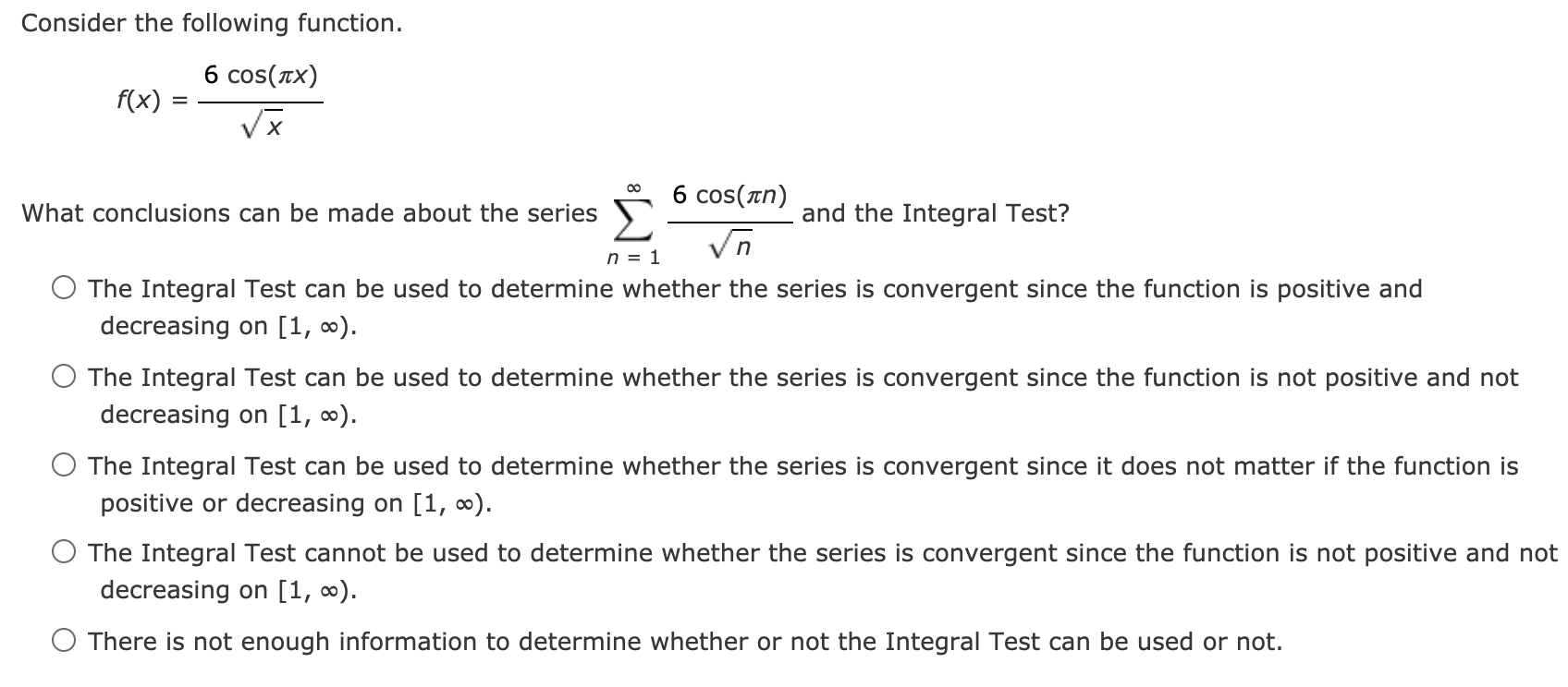 Solved Consider the following function. f(x) = 6 cos(ix) X | Chegg.com