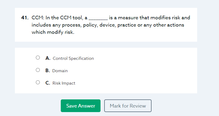 Solved CCM: In the CCM tool, ais a measure that modifies | Chegg.com