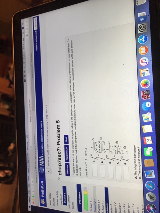 Solved Webwork Homework Sets Chap7sec7 Problem 5 Poing For 8003