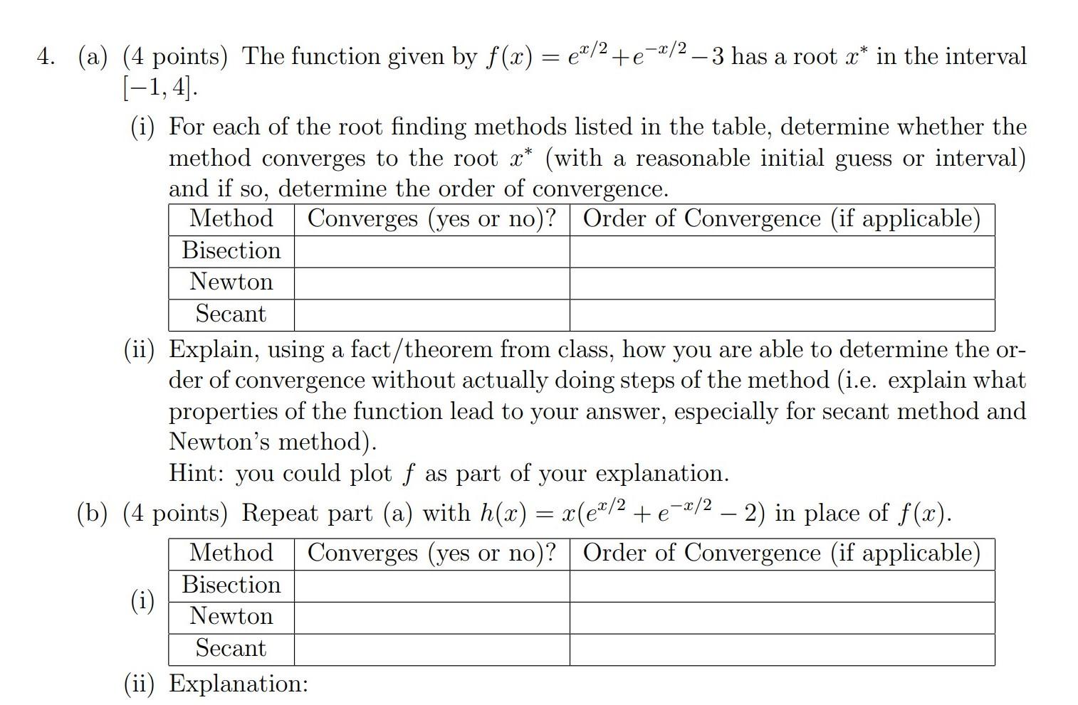 Solved (a) (4 points) The function given by | Chegg.com