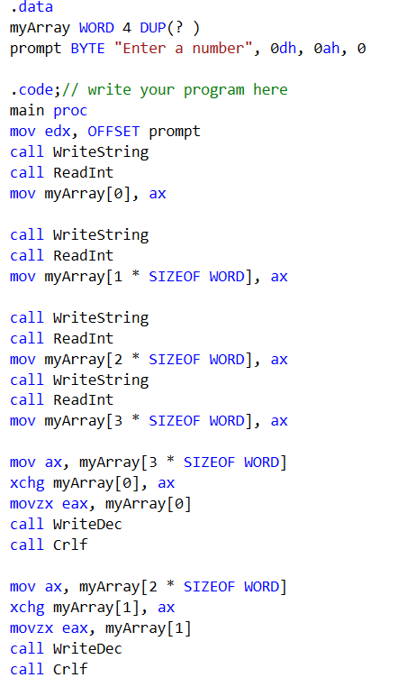 Solved For Assembly Language: x86 I have the following code | Chegg.com