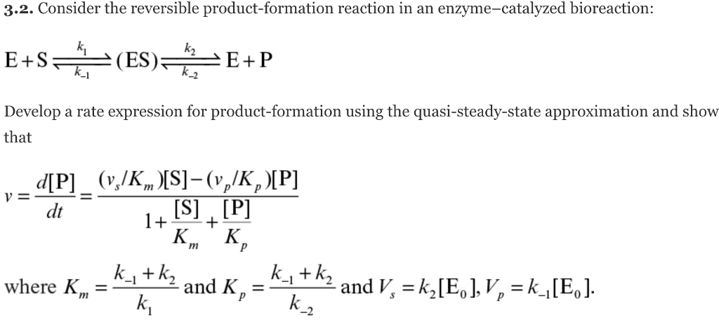 Solved 3.2. Consider the reversible product-formation | Chegg.com