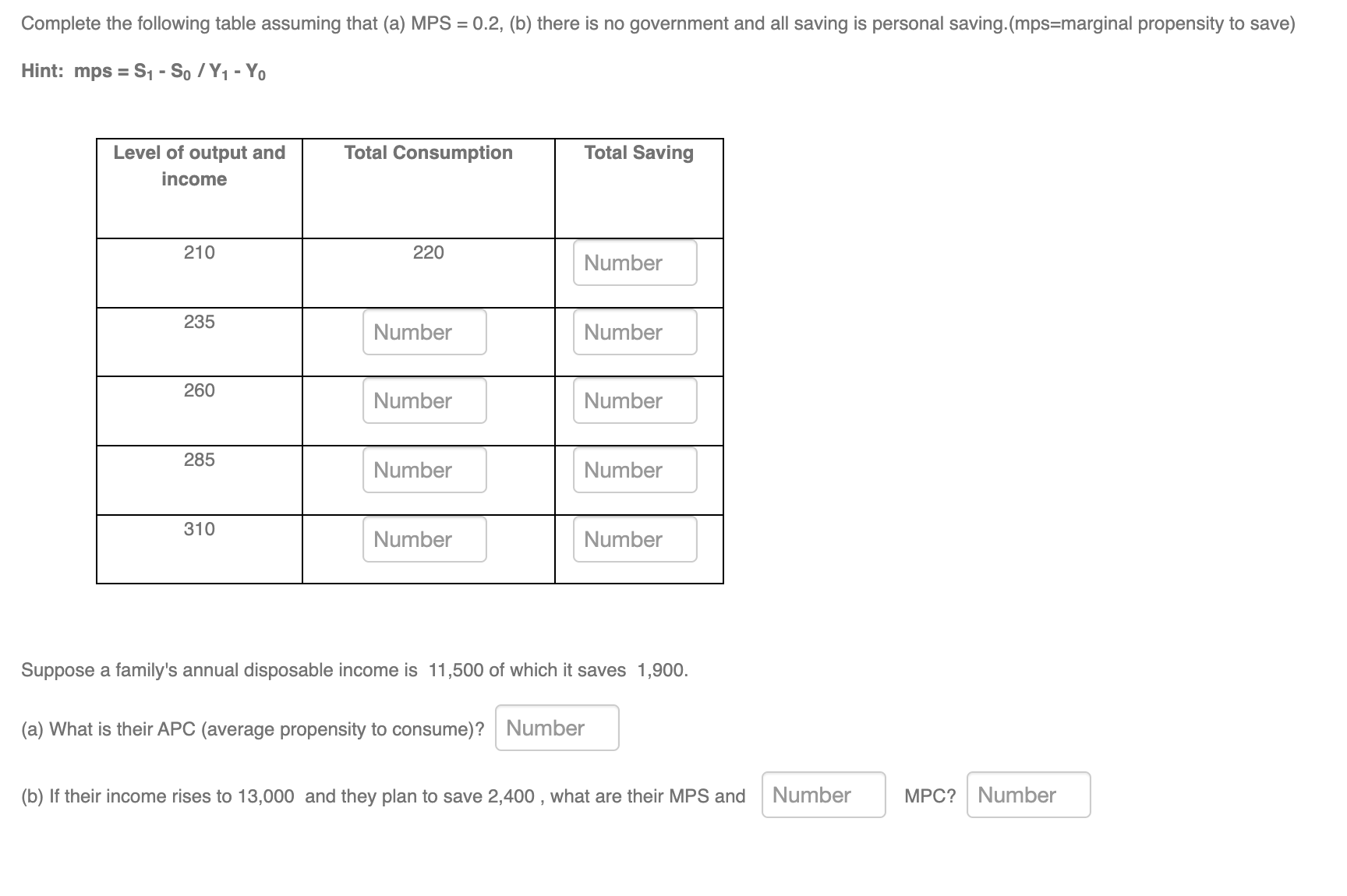 Solved Complete the following table assuming that (a) MPS | Chegg.com
