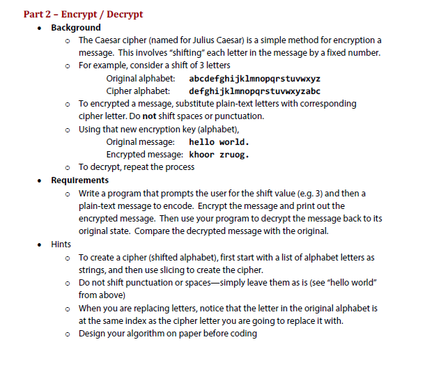 Solved Part 2 - Encrypt / Decrypt • Background The Caesar | Chegg.com