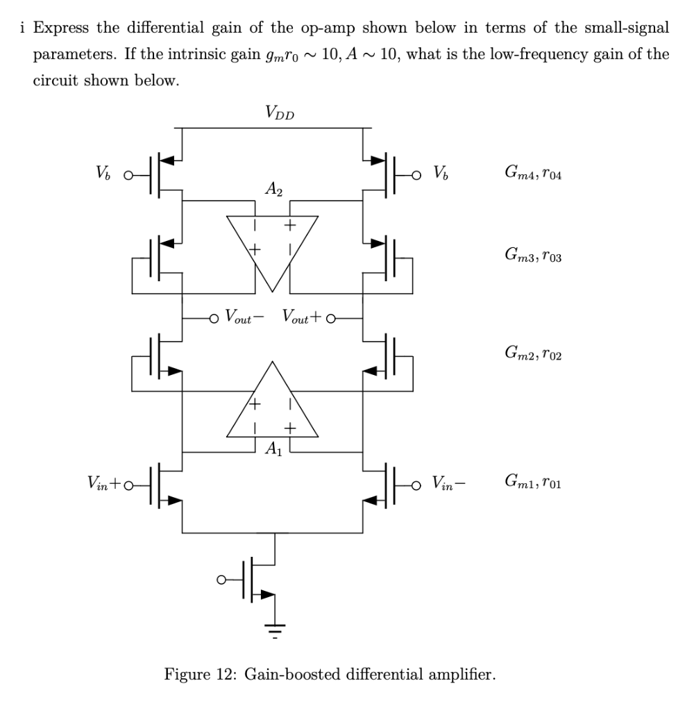 Solved i Express the differential gain of the op-amp shown | Chegg.com