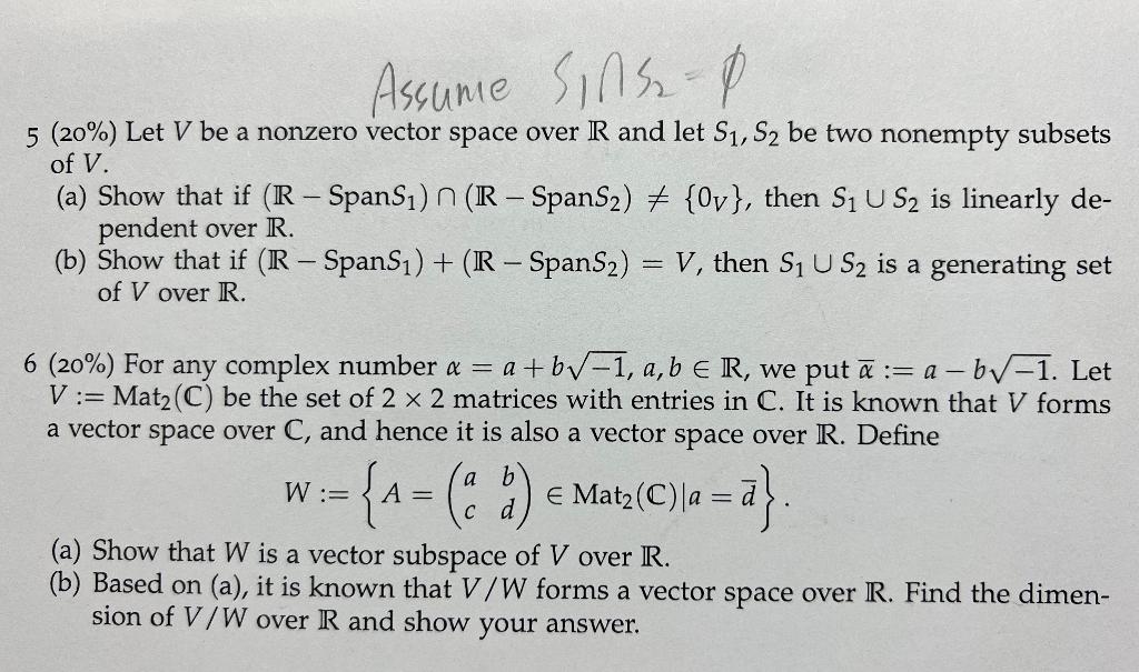 Solved Assume Sins-P P 5 (20%) Let V be a nonzero vector | Chegg.com