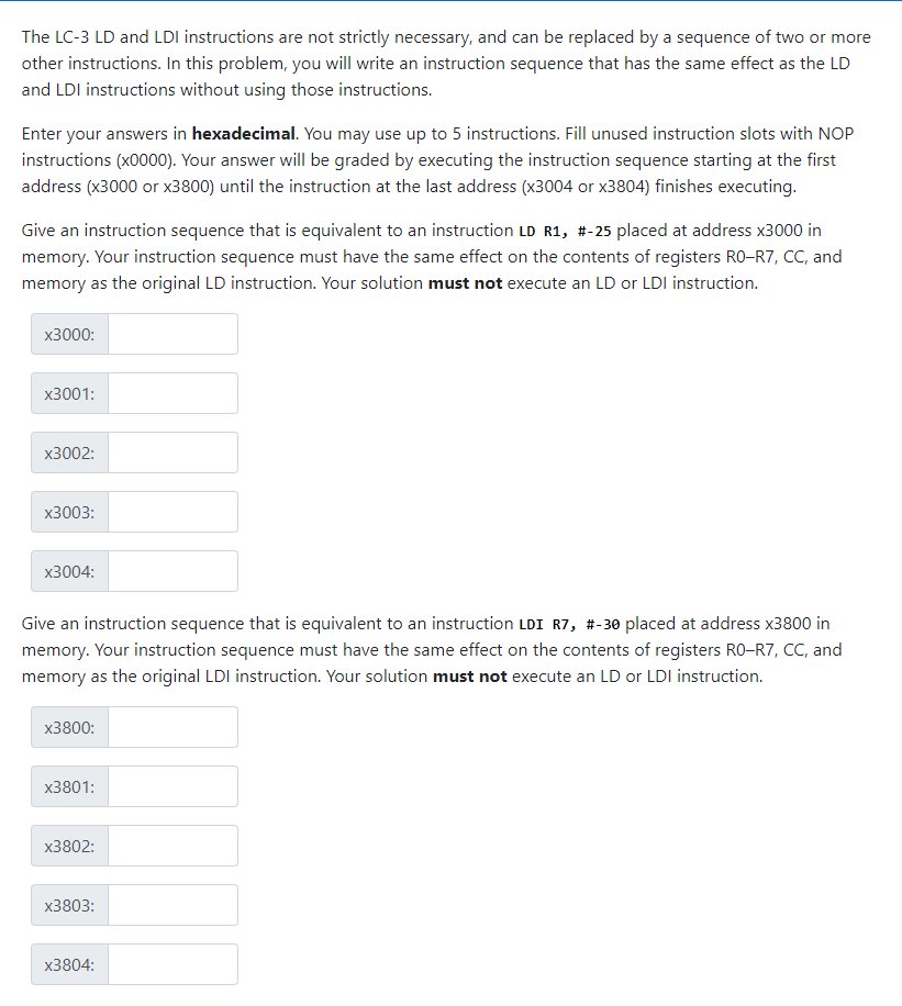 Solved The LC-3 LD and LDI instructions are not strictly | Chegg.com