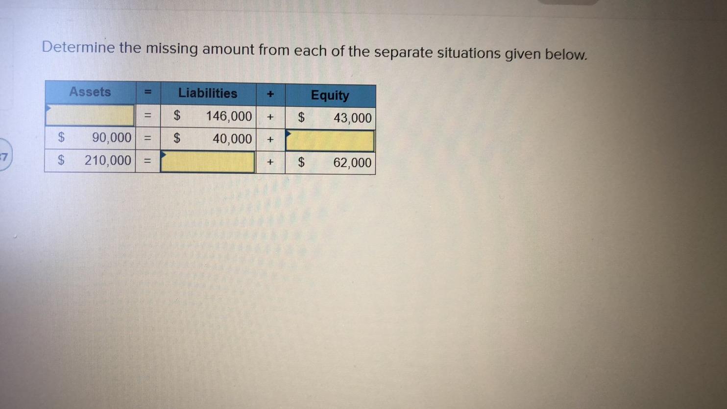 Solved Determine the missing amount from each of the | Chegg.com