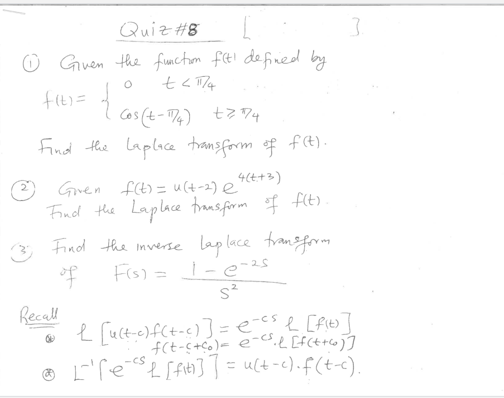 Solved (1) Given the function f(t) defined by | Chegg.com