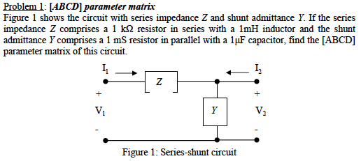 Solved Problem 1: (ABCD] parameter matrix Figure 1 shows the | Chegg.com