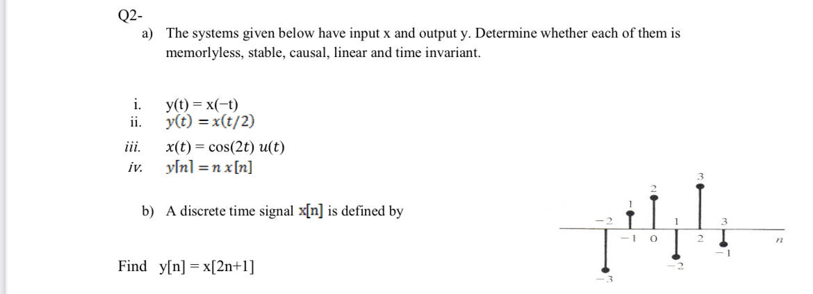 Solved Q2-ax ﻿and output y. ﻿Determine whether each of ﻿them | Chegg.com