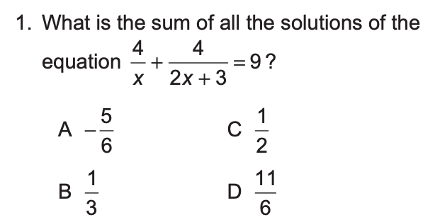 Solved 1. What is the sum of all the solutions of the - 4 4 | Chegg.com