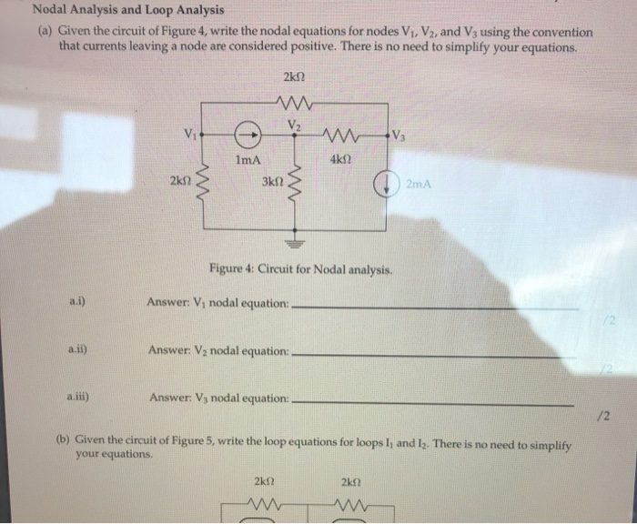 Solved Nodal Analysis and Loop Analysis (a) Given the | Chegg.com