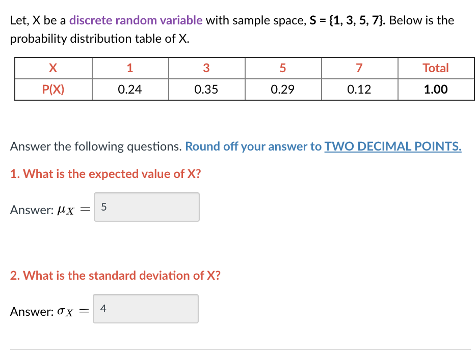 Solved Let, X be a discrete random variable with sample | Chegg.com