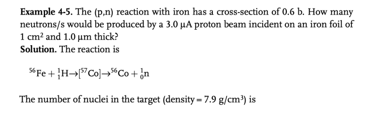 Solved Example 4-5. The (p,n) reaction with iron has a | Chegg.com