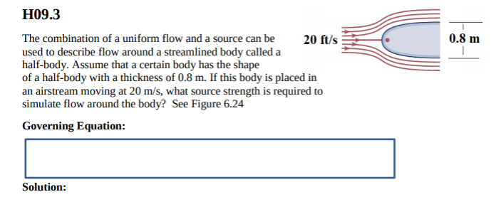 Solved H09.3 0.8 m The combination of a uniform flow and a | Chegg.com