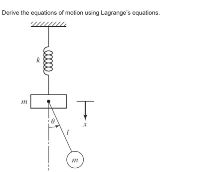 Solved Derive the equations of motion using Lagrange's | Chegg.com