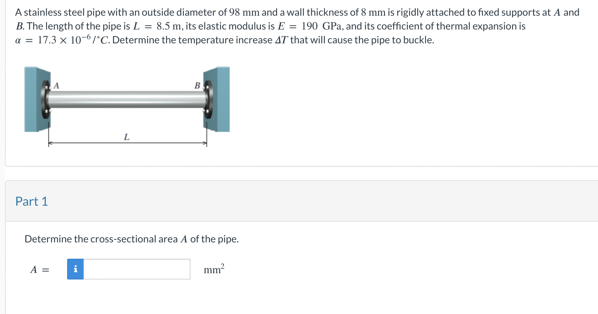 Solved Determine the area moment of inertia I for the pipe | Chegg.com